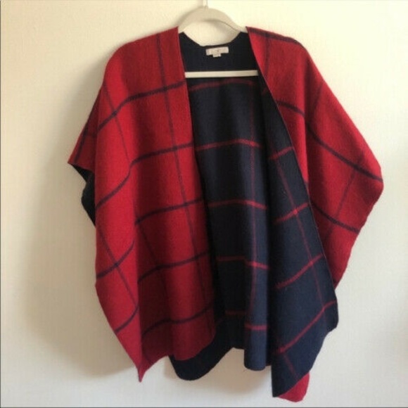 LOFT | Sweaters | Nwt Loft Reversible Plaid Poncho Wrap Ml | Poshmark